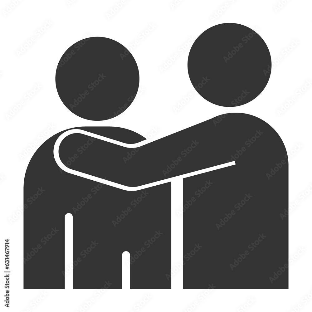 Vector illustration of meet friends icon in dark color and transparent ...