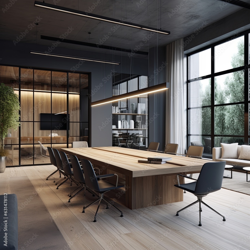 Beautiful interior comercial space modern corporate office working ...