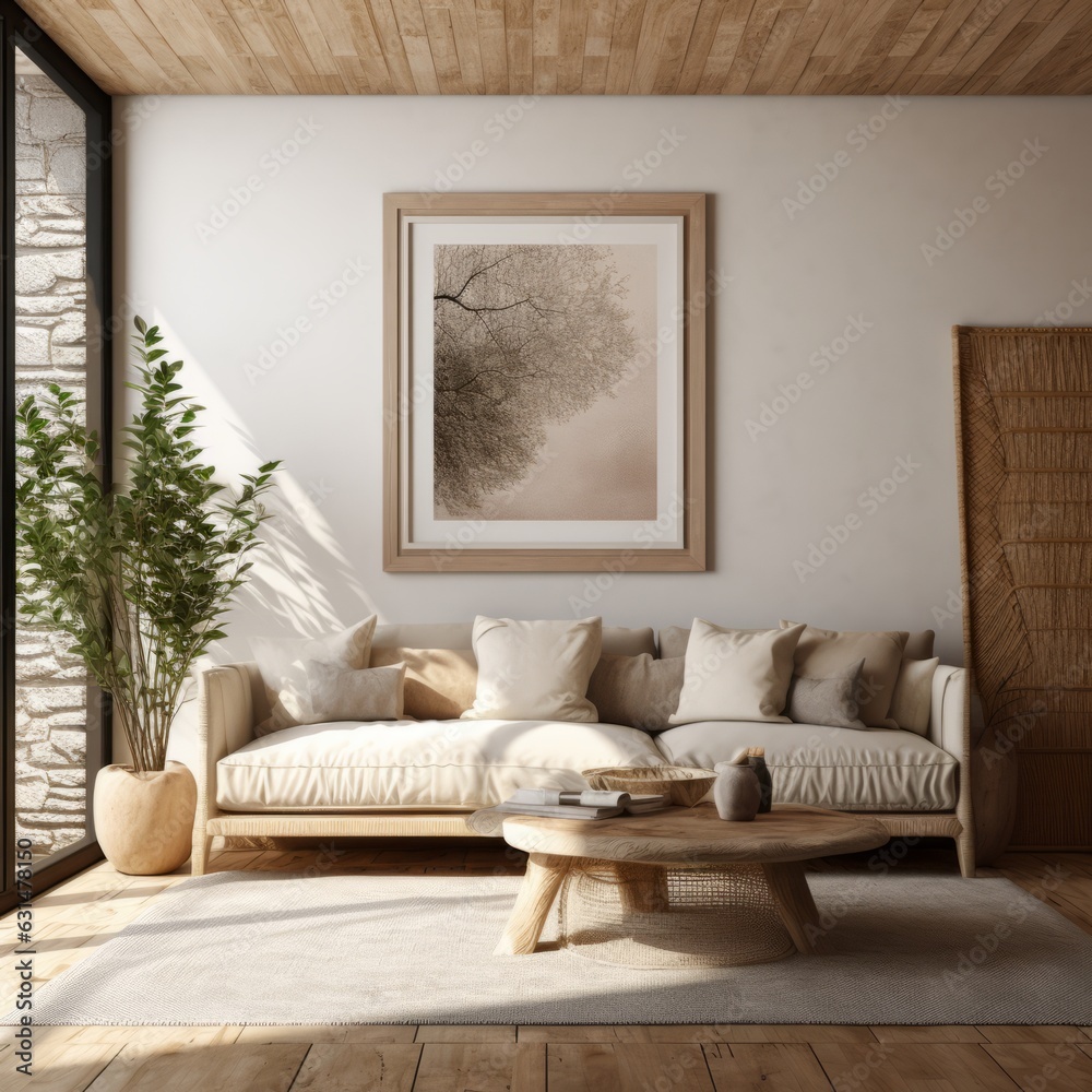 beautiful interior design furniture with mockup poster artwork with ...