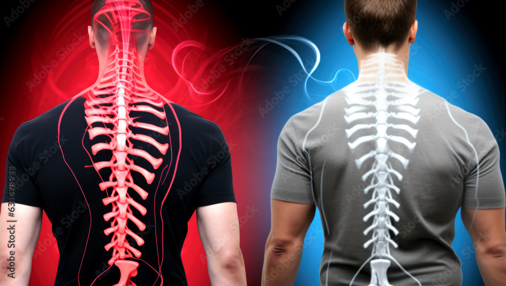 3D visualization of curvature of the spine, generated using AI Stock ...