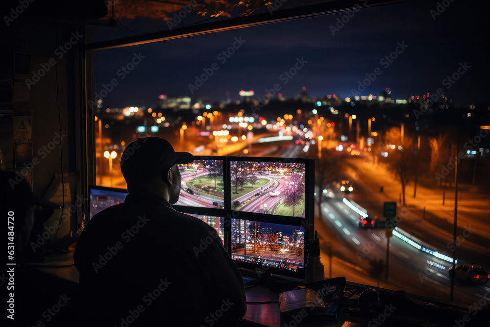 A panoramic shot of the network operations center (NOC) in a data ...