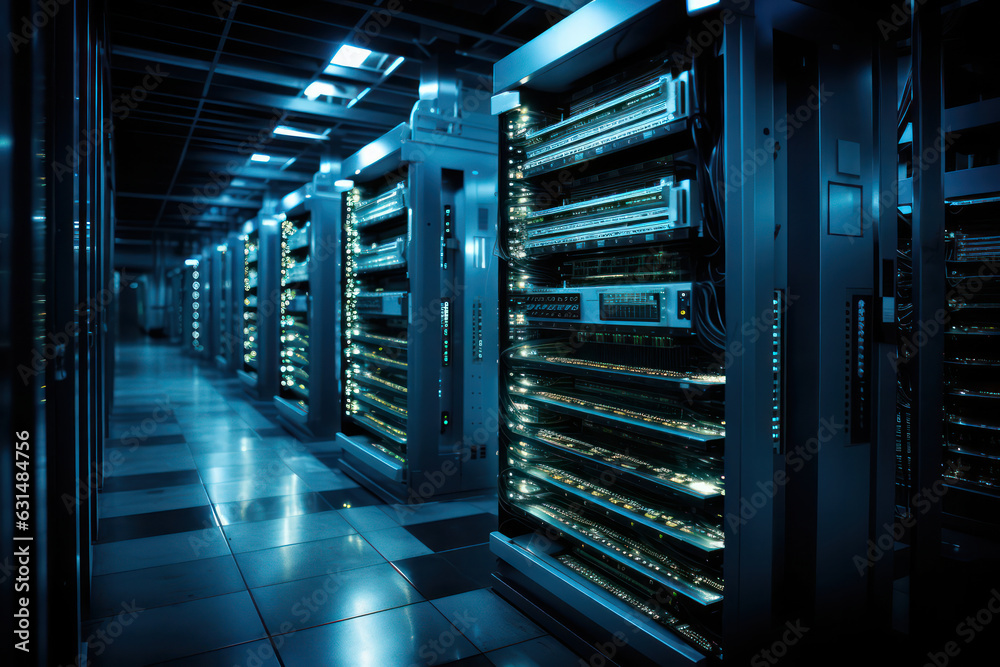 A high-angle shot of fiber optic cables neatly organized and connected ...