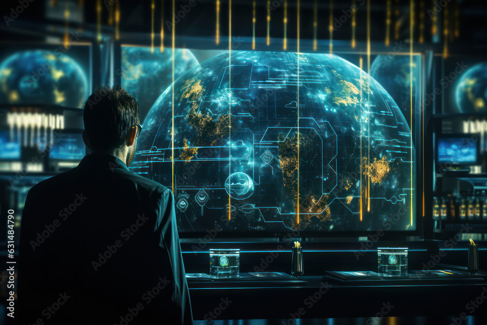 A compliance officer conducting an audit in a data center, inspecting ...