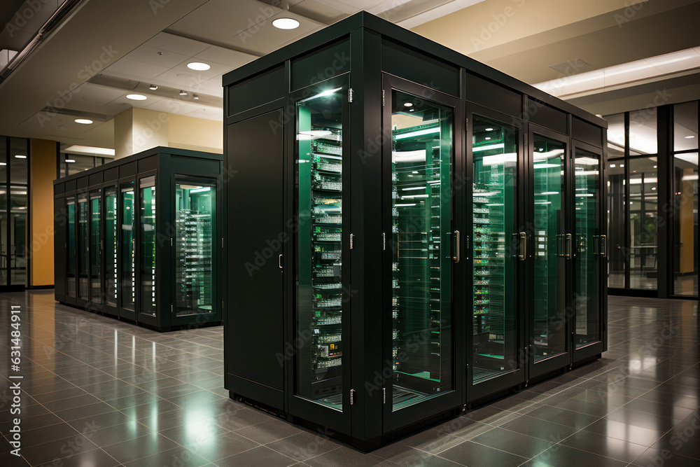 A shot of energy-efficient cooling systems and green technology in a ...