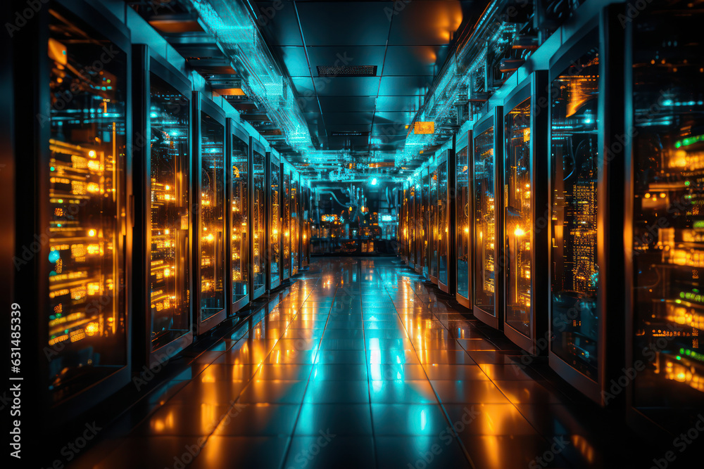 A shot of redundant server clusters and failover systems in a server ... A shot of redundant server clusters and failover systems in a server ...