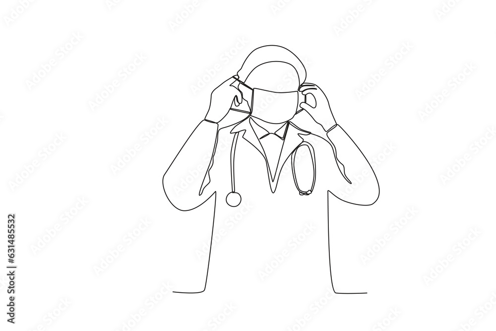 Continuous single line drawing of a doctor getting ready to see a ...