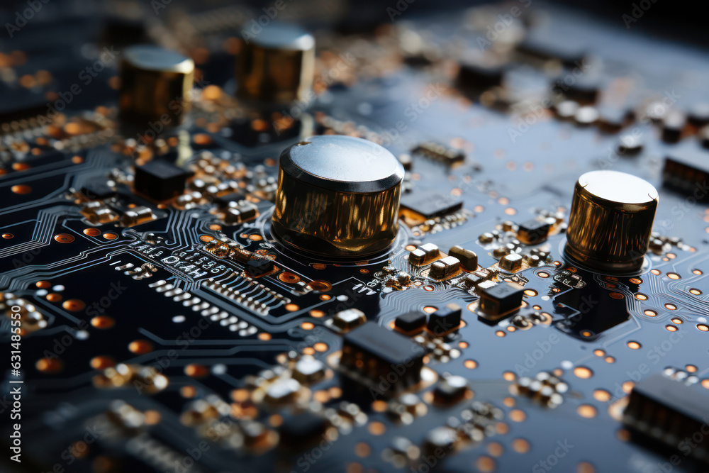 A close-up shot of the interface connectors on a hard disk drive, such ...