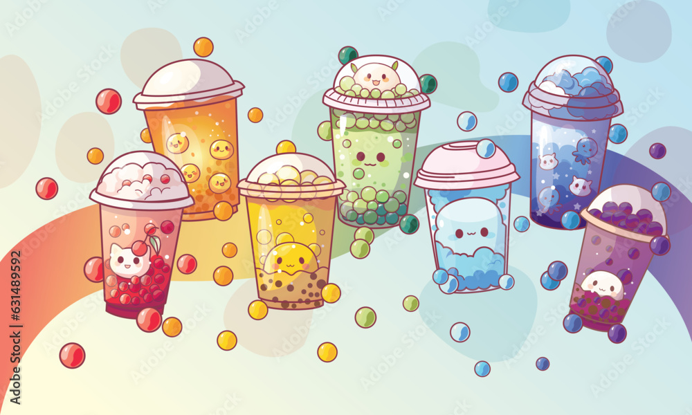 Bubble milk tea cup design collection,Pearl milk tea , Yummy drinks ...
