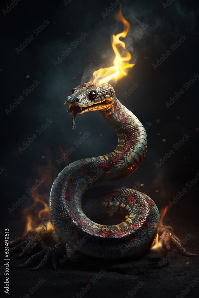 Flaming Snake, Poster Style Idea. Generative AI Stock Photo | Adobe Stock