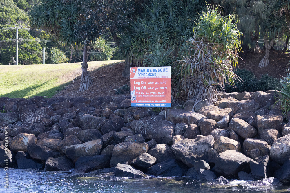 Warning signs along the Terranora Creek, Tweed River, New South Wales ...