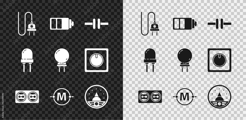 Set Electric plug, Battery charge level indicator, circuit scheme ...