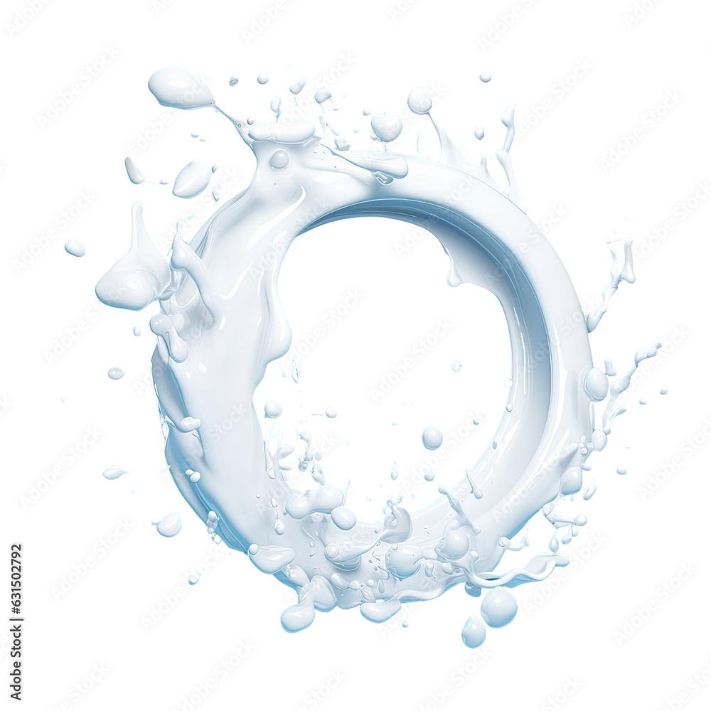 Abstract isolated clip art of a white paint splashing ring, viewed from ...