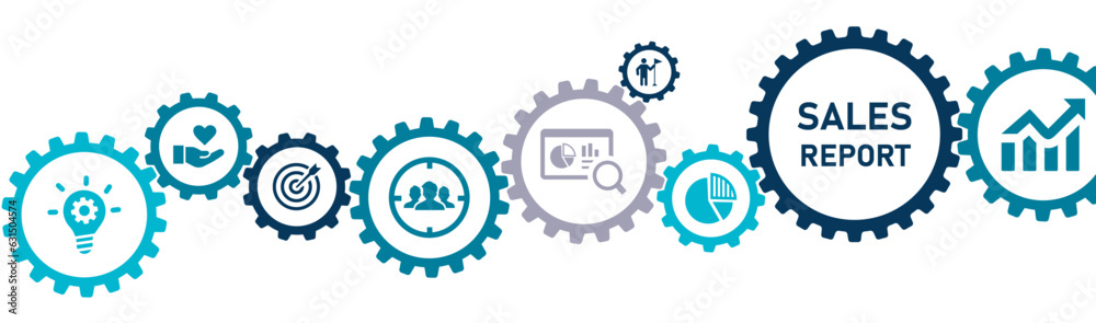 Sales report banner vector illustration concept with the icons of ...
