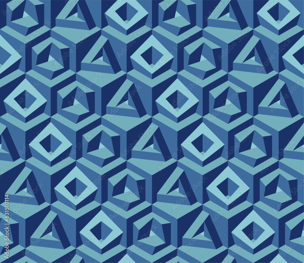 Seamless vector 3D pattern with optical illusions. Cubes. Op Art. Modern template for wrapping ...
