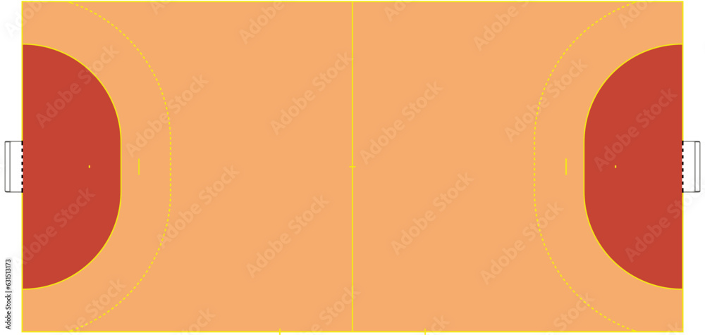 illustration of an background with ribbon, Handball court with goals ...