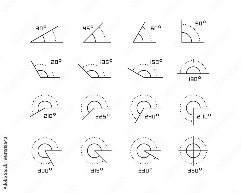 Angles Icon collection containing 16 editable stroke icons. Perfect for ...