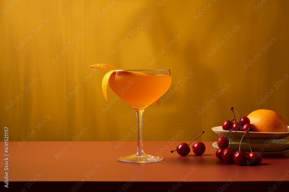 Cóctel de lujo de naranja con decoración de cerezas, coctelería lujosa ...