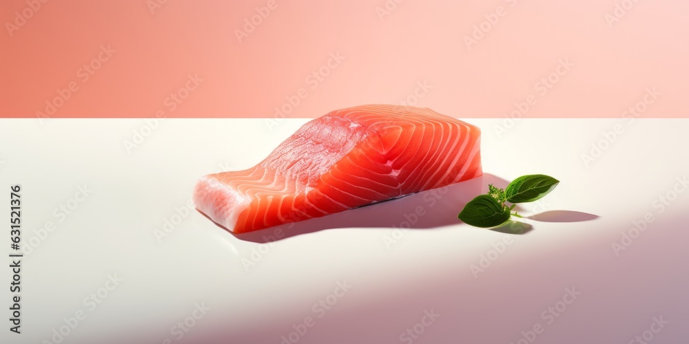 Sashimi aesthetic, corte de filete de salmón ahumado isometrico con ...