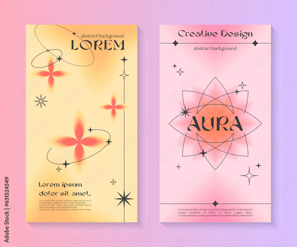 Vector insta story gradient templates with geometric shapes,heart ...