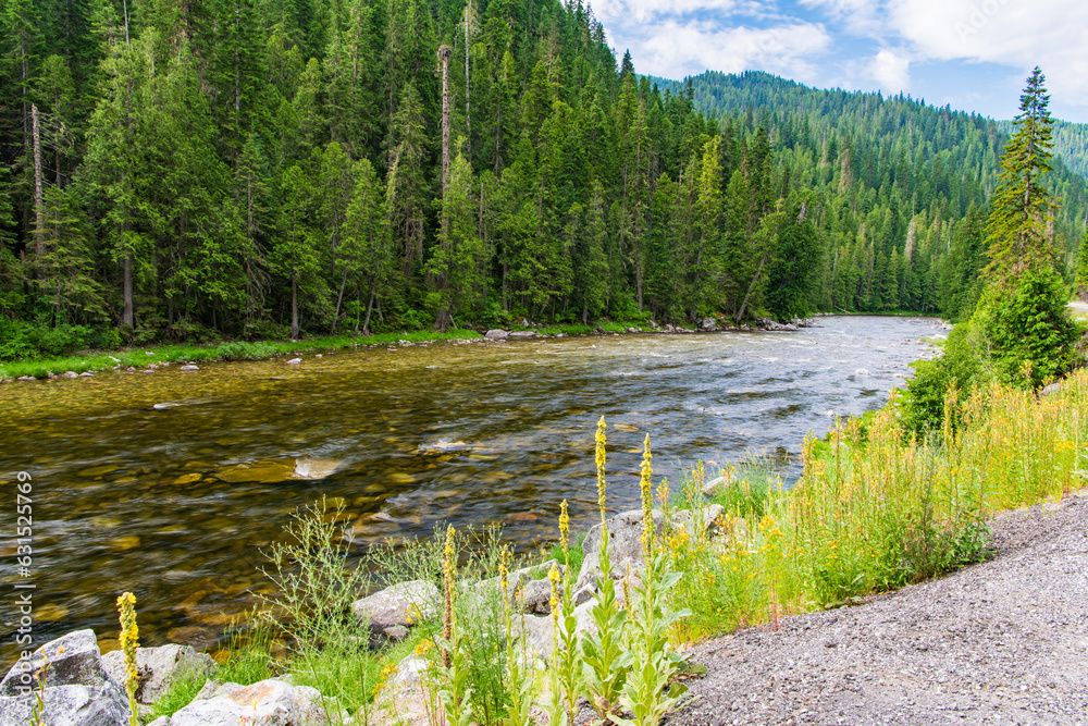 Landscape of the Lochsa River near the Wendover Campground in the ...