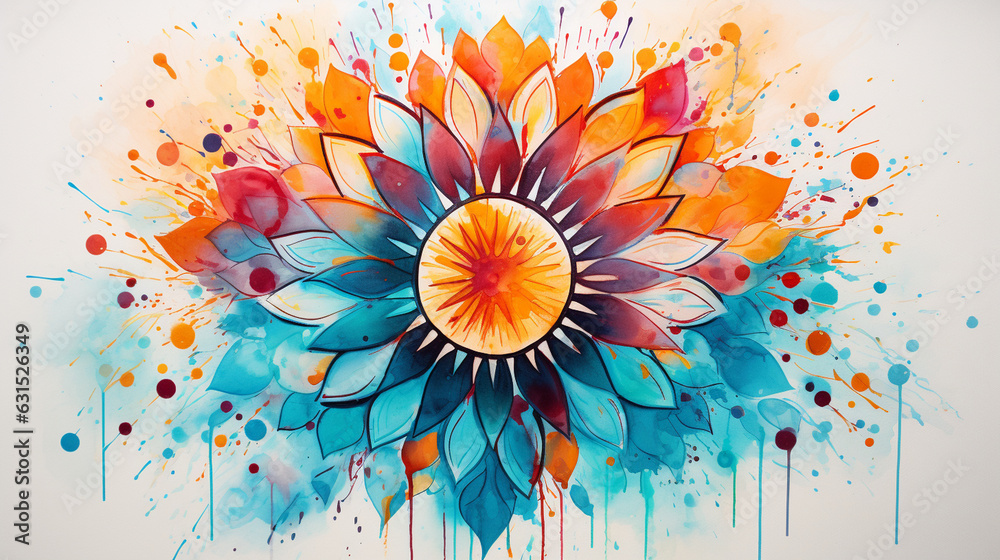 Mandala of Emotions: Expressive Colors and Brush Strokes Stock ...
