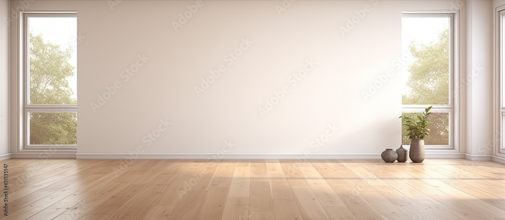 Empty Room After Renovation- There are two windows, white walls, and a ...