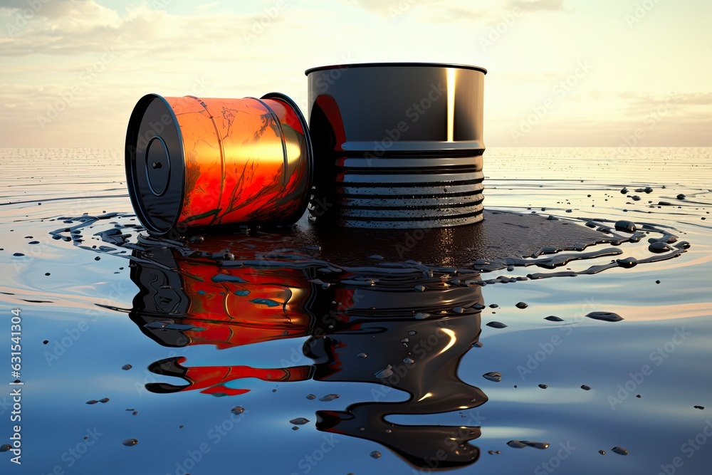 Leaking Oil Barrel: Fuel Drum with Crude Oil Leak and Gasoline Spill on ...