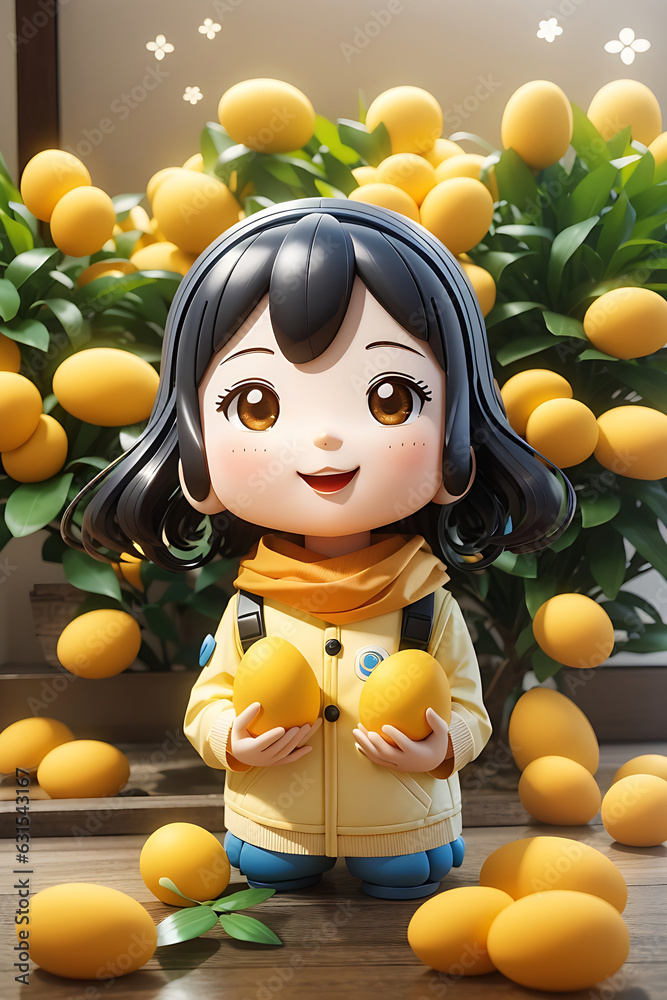 Cheerful 3D Taiyo no Tamayo Mango cartoon Character, Generate AI Stock ...