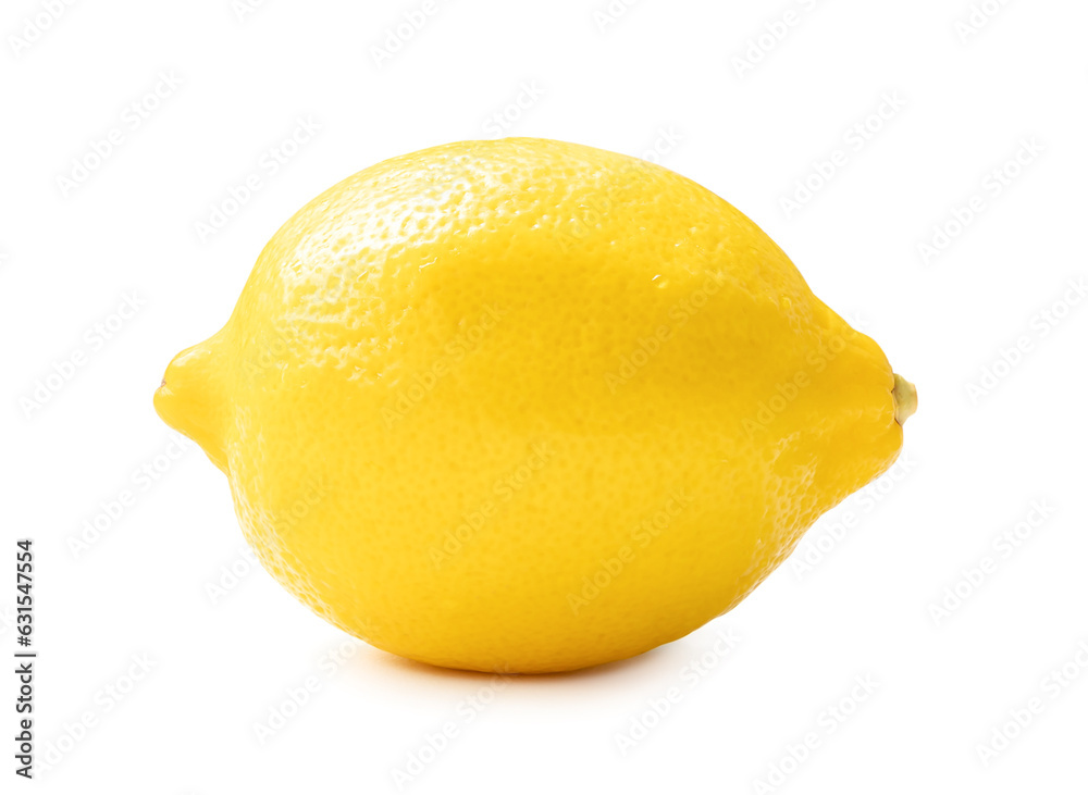 Single whole fresh beautiful yellow lemons isolated on white background ...