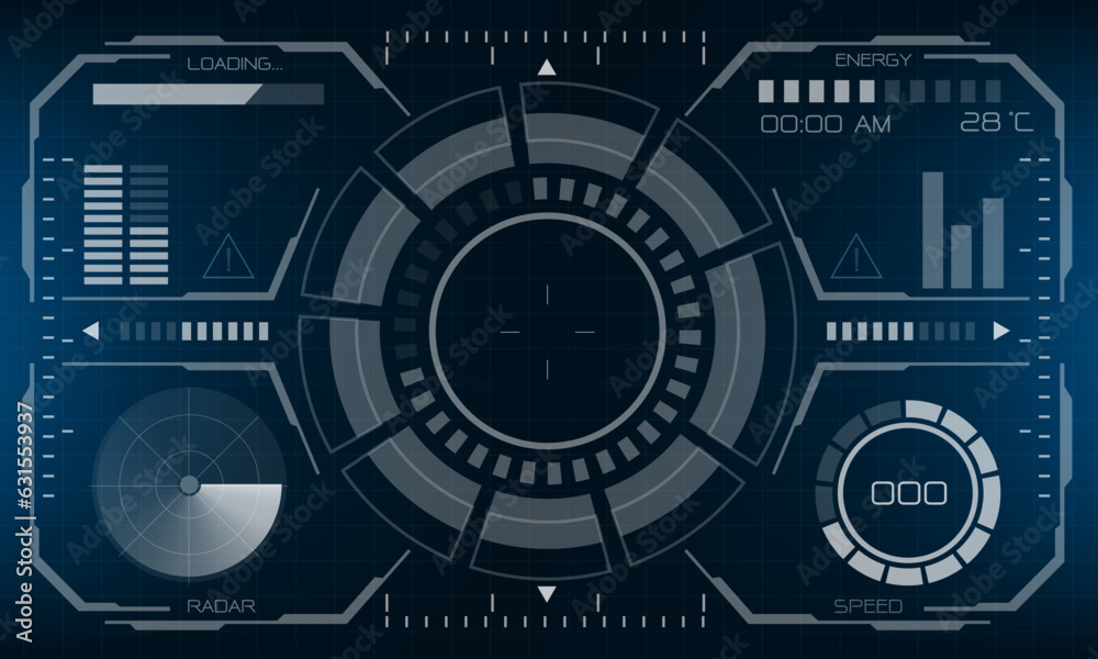 HUD sci-fi interface screen view blue design virtual reality futuristic ...
