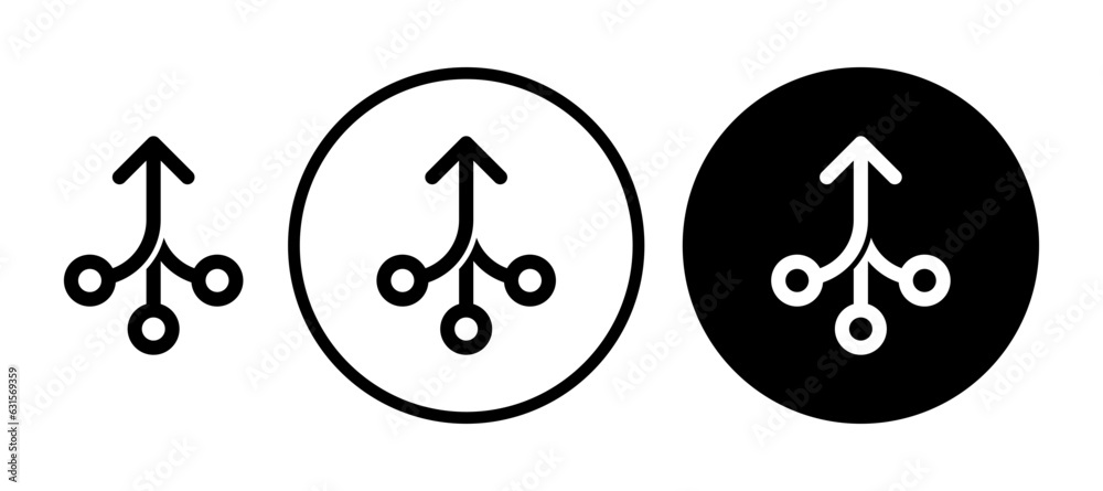 Vetor de Consolidation icon set. merger arrows vector symbol in black ...