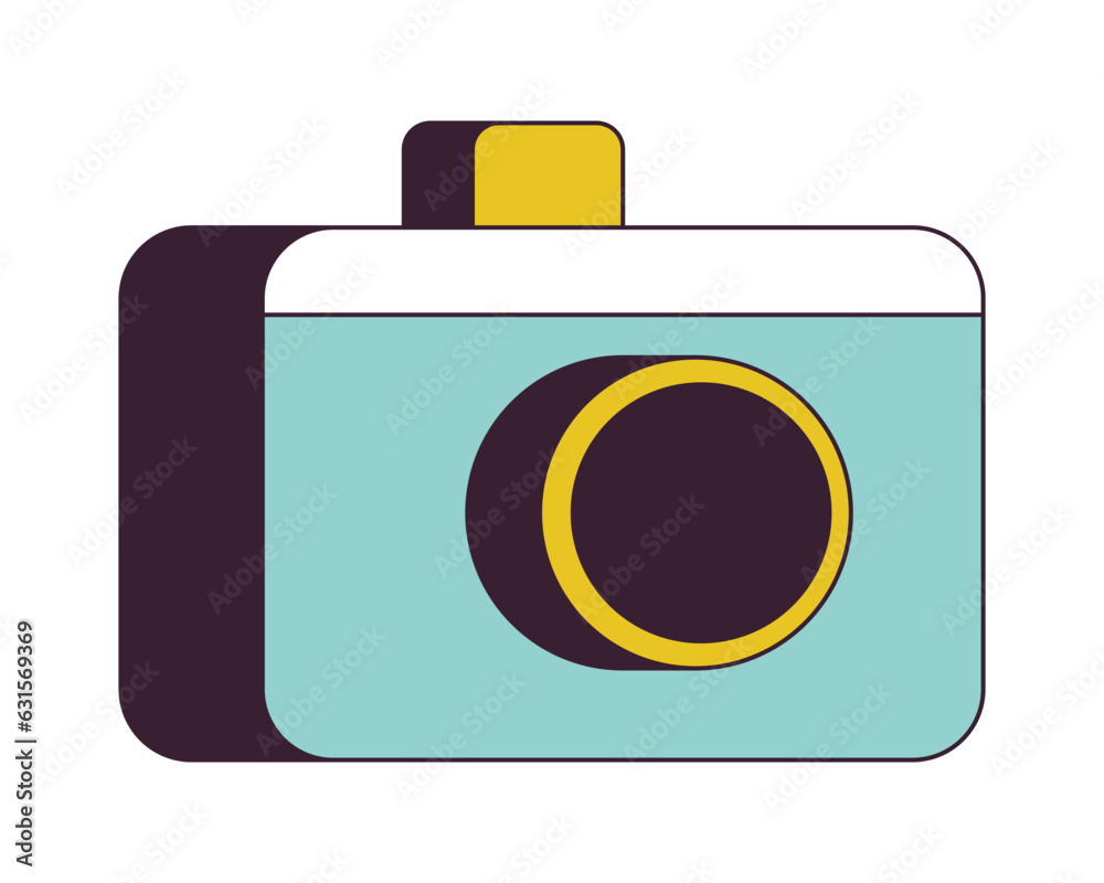 Professional camera flat line color isolated vector object. Device for ...