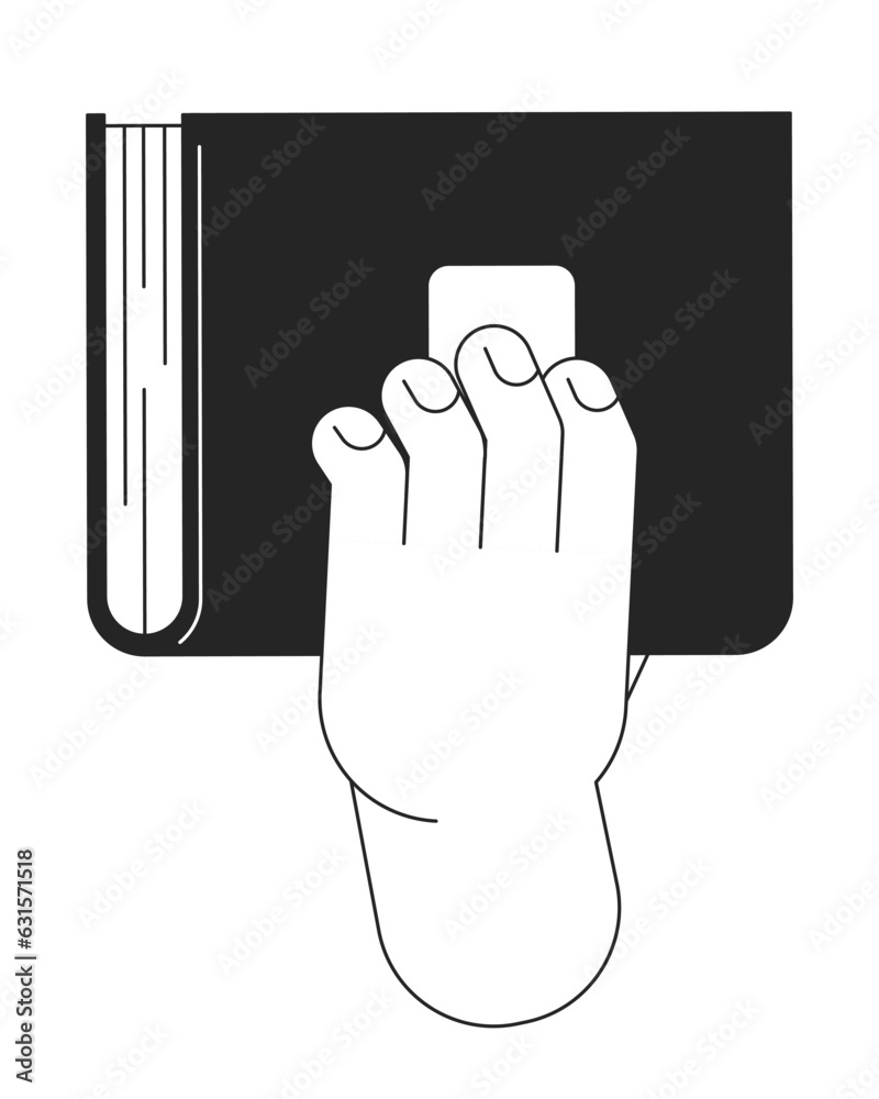 Holding Book Flat Line Black White Vector Character Hand Editable Outline Person Body Part