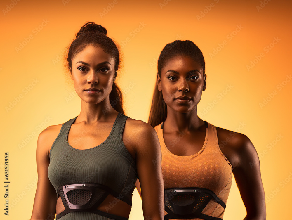 This stunning portrait of two beautiful and strong women in fitness ...