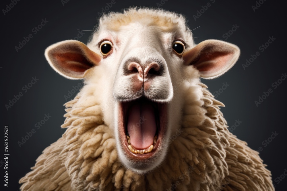 Happy surprised sheep with open mouth. Stock-Illustration | Adobe Stock