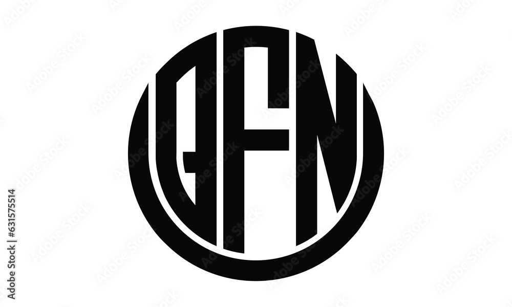 QFN shield in circle logo design vector template. lettermrk, word mark ...