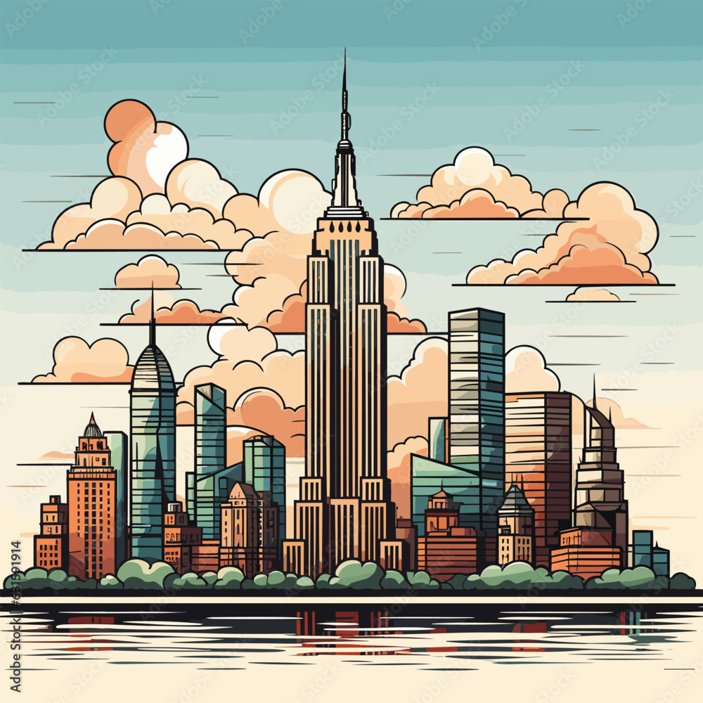 Empire State Building. Empire State Building hand-drawn comic ...