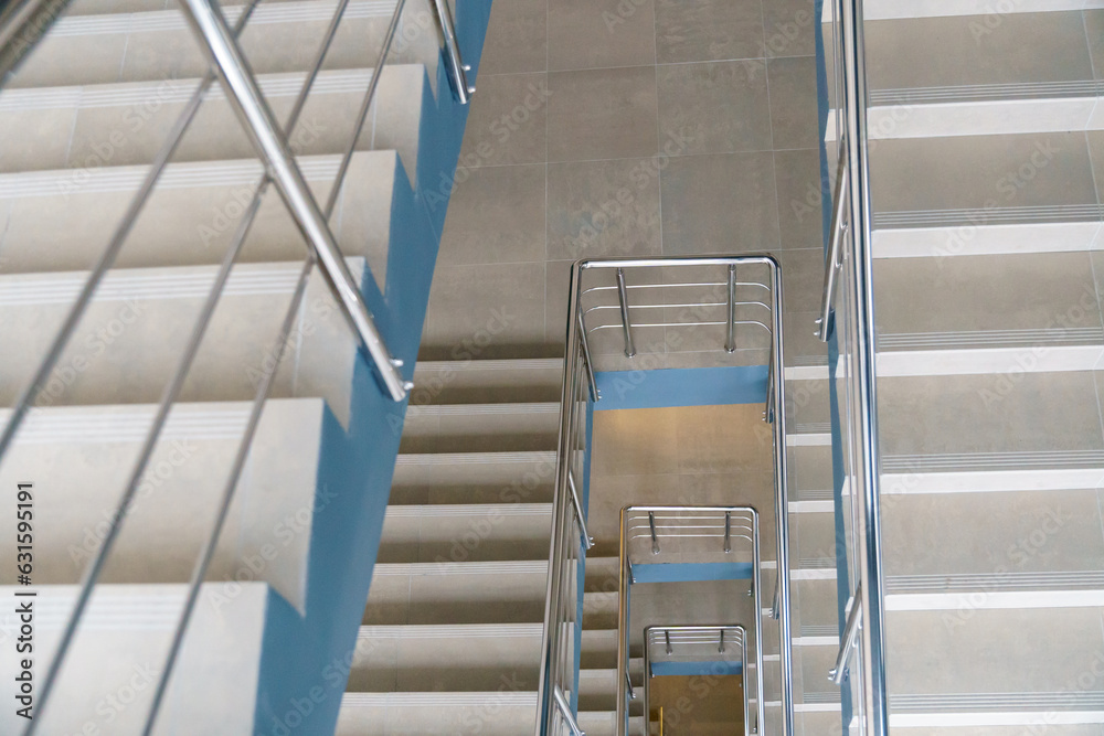 Stairwell in a modern building. Staircases as an emergency evacuation ...