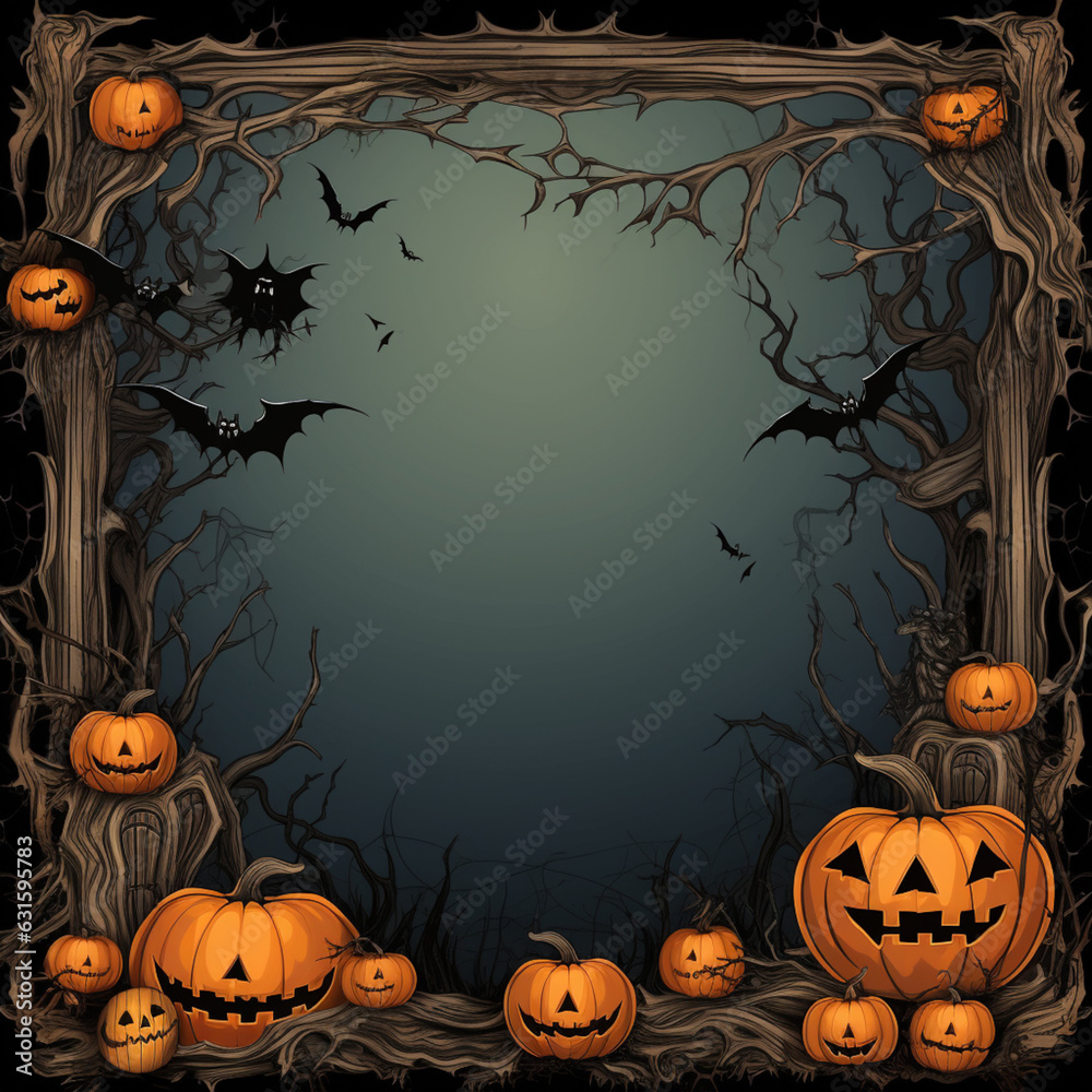 Halloween border design background, Pumpkin Halloween in dark night ...