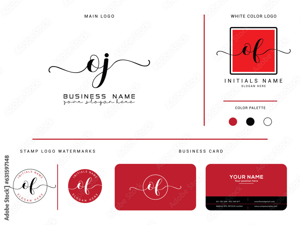 Minimal OJ Signature Luxury Logo, Calligraphy Oj j o Logo Letter For ...