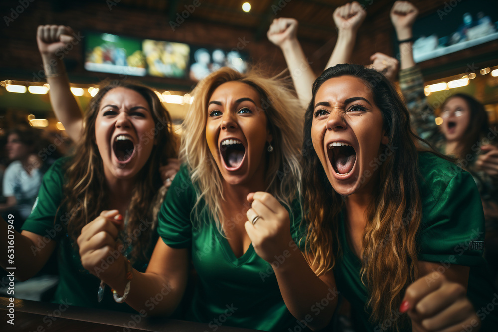 Women's football fans having fun cheering their favorite team Soccer ...