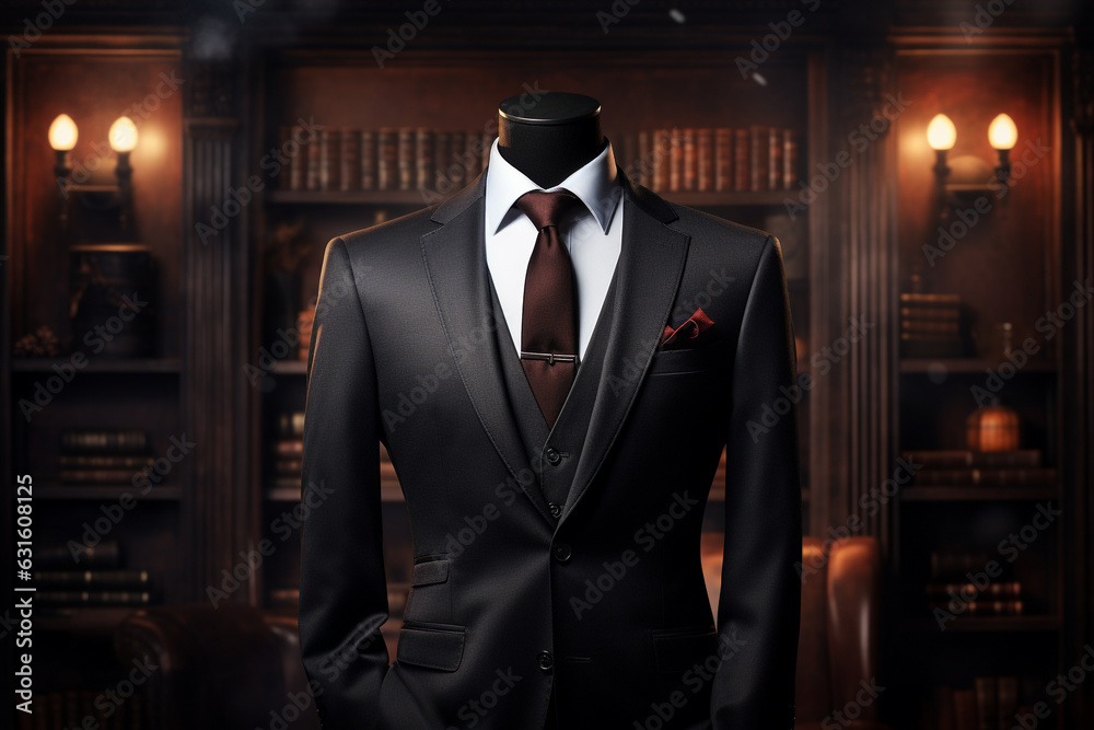Clothes and accessories concept. Various classic man suits background ...