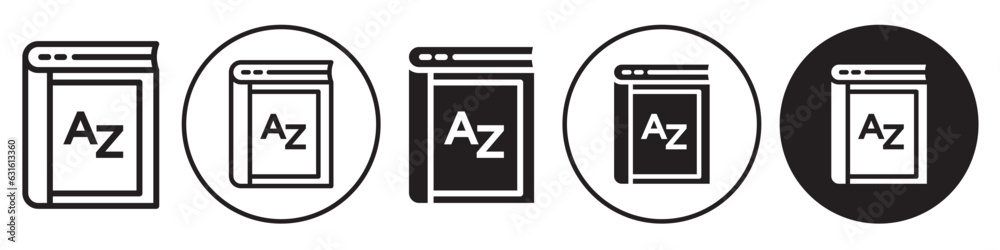 Vocabulary symbol Icon. Flat outlined Study book with cover to read the ...