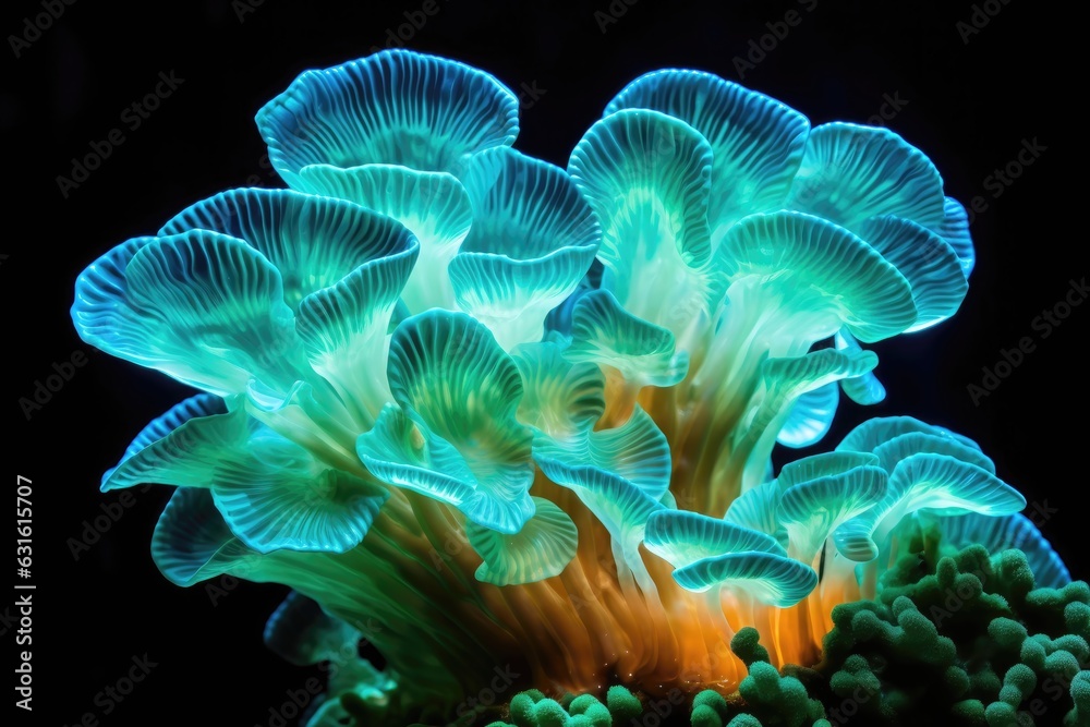 Luminescent deep-sea coral texture background, glowing and bio ...