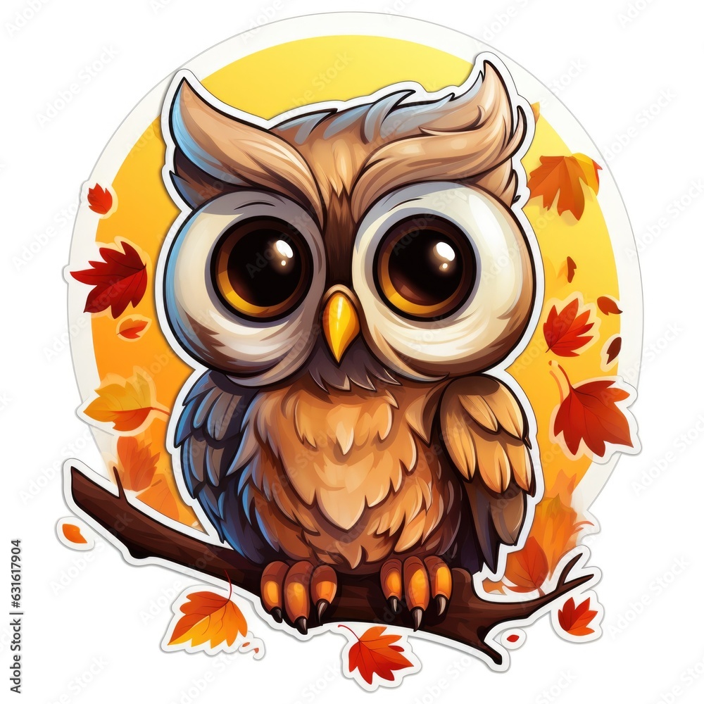 Autumn cartoon owl clipart isolated over white background, Generative ...