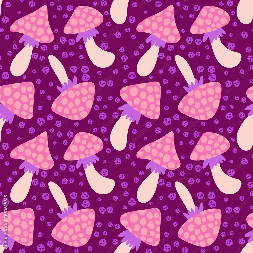 Autumn seamless cartoon polka dots mushrooms pattern for wrapping paper ...