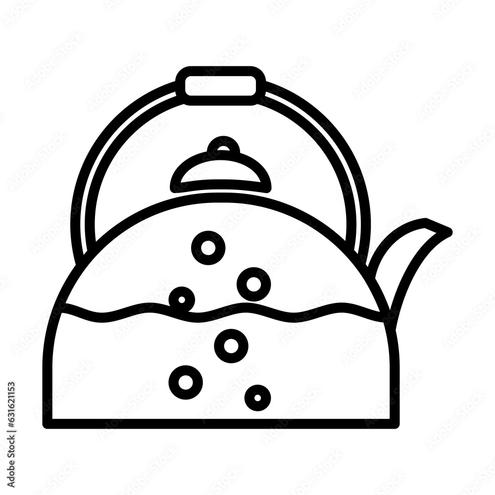 Boiling water in pot icon, boiling water in gas stove symbo signs set ...