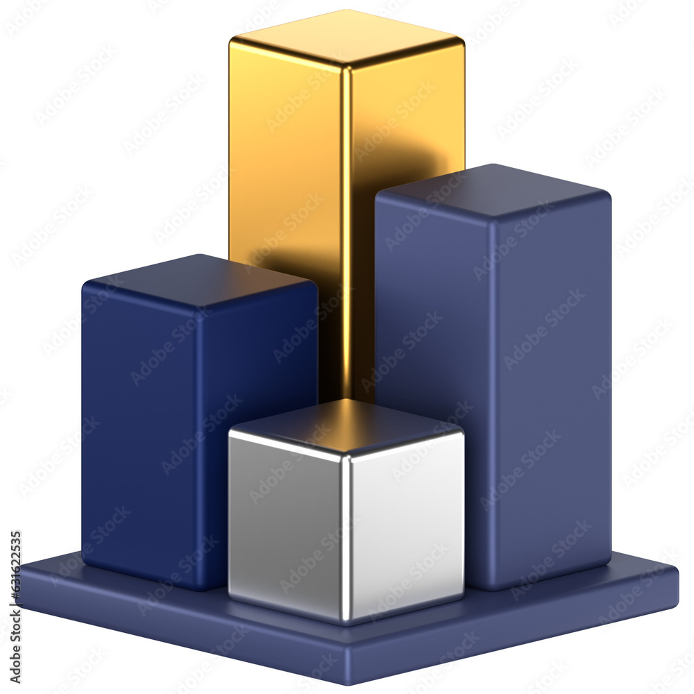 3d icon of a blue and gold bar chart with 4 bars Stock Illustration | Adobe Stock
