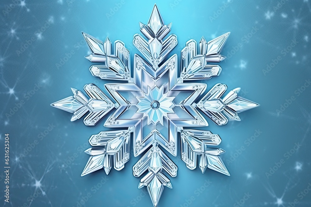 Sparkling Ice Blue: Intricate Crystal Snowflake Drawing for a Winter ...
