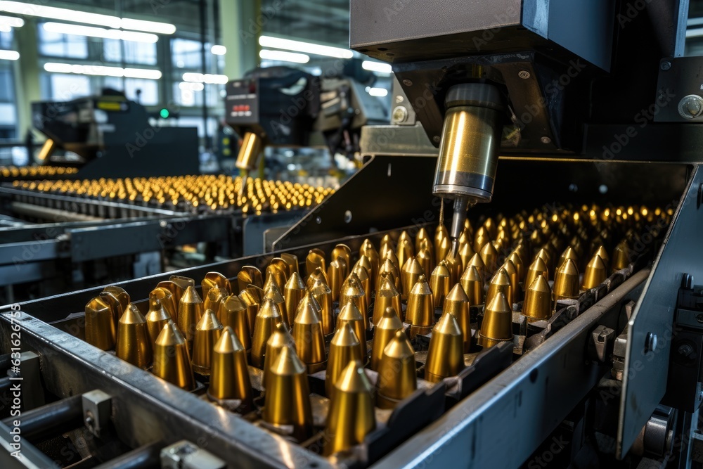 Manufacture of shells and cartridges on the assembly line of a military ...
